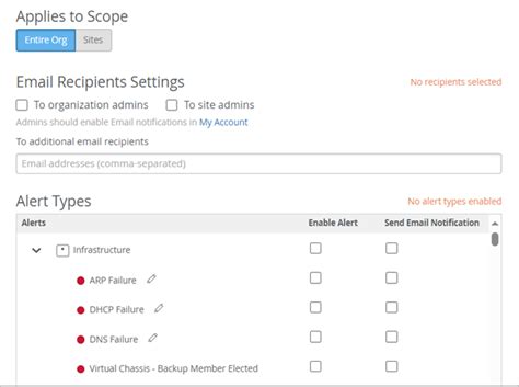 Configure Alerts And Email Notifications Mist Juniper Networks