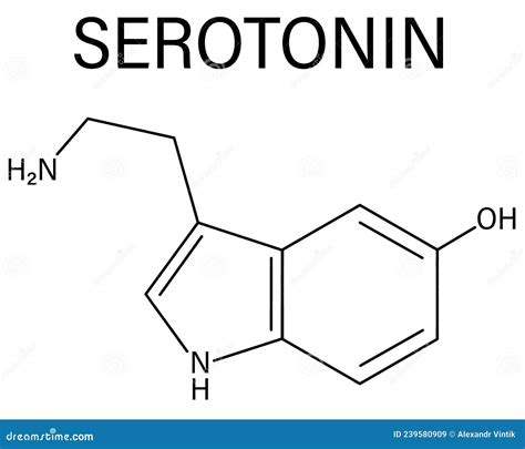 Serotonin Neurotransmitter Molecule Skeletal Formula Chemical Structure Cartoon Vector