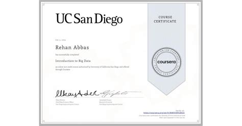 Completion Certificate For Introduction To Big Data Rehan Abbas