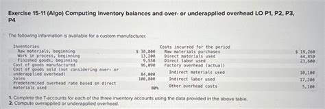 Solved Exercise Algo Computing Inventory Balances Chegg