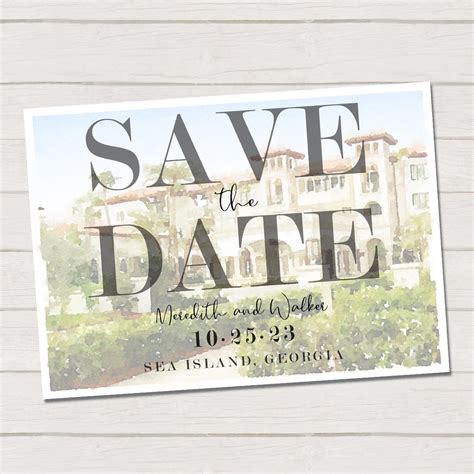 Destinatin Wedding Save The Date Card Watercolor Digital File Or Printed Cards Watercolor