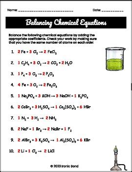 Balancing Chemical Equations Review By Ironic Bond TPT