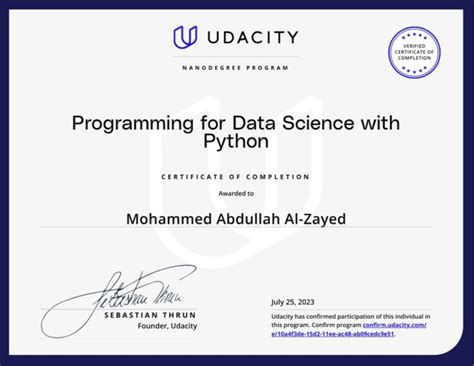 Mohammad Al Zayed On Linkedin Datascience Pythonprogramming Certification Sql