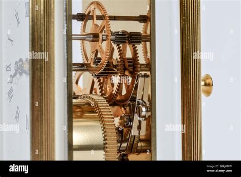 Open Clock Mechanism In Detail Stock Photo Alamy