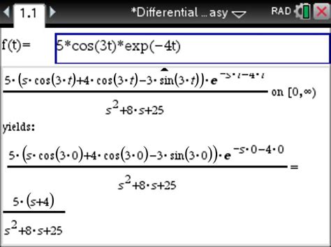 Laplace Transforms And Inverse Using The Tinspire Cx Step By Step