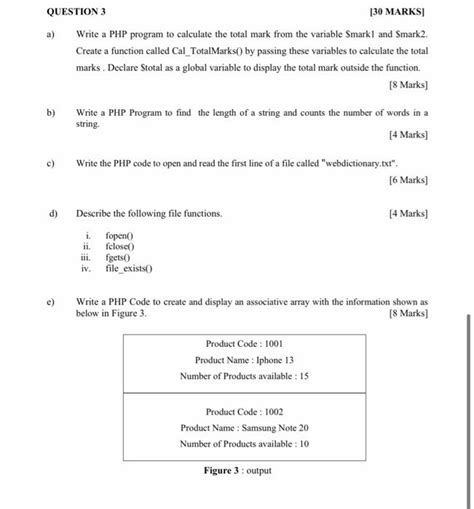 Solved Question 3 30 Marks A Write A Php Program To