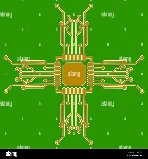 Flat Microelectronics Circuits Circuit Board Vector Green Background Stock Vector Image And Art