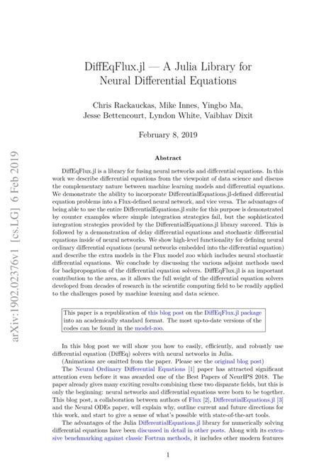 diffeqflux jl a julia library for neural differential equations deepai