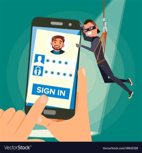 Thief Stealing Personal Data Hacker Royalty Free Vector