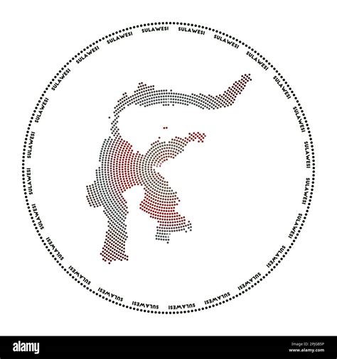 Sulawesi Round Logo Digital Style Shape Of Sulawesi In Dotted Circle