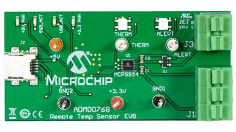 Microchip 温度センサ Remote Temperature Sensor Evaluation Board評価ボード Mcp9904 Adm00768 Rs