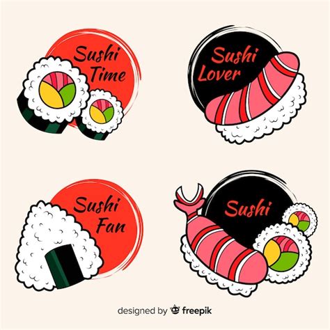 Premium Vector Sushi Label Collection
