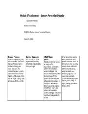 Module 07 Assignment Sensory Perception Disorder 1 Docx Module 07