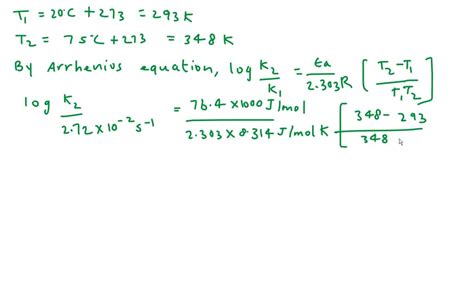 Solved A First Order Reaction Has A Rate Constant Of 2 72 × 10 2 S 1 At 20 0 °c With Activation