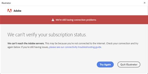 We Cant Verify Your Subscription Status Error Message R Adobeillustrator