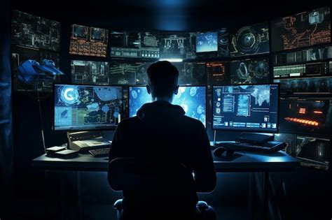 Premium Photo Software Engineer Or Ethical Hacker In Black Hoodie Working On Cyber Security