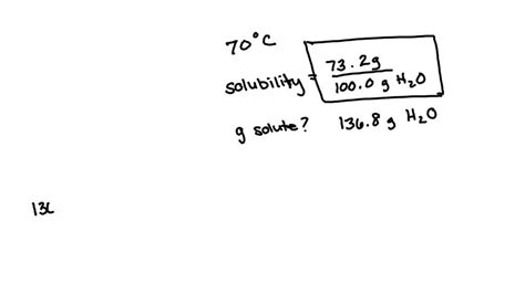 Solved At 70 Degrees C The Solubility Of An Unknown Solute Is 73 2 G 100 0 G Of Water What