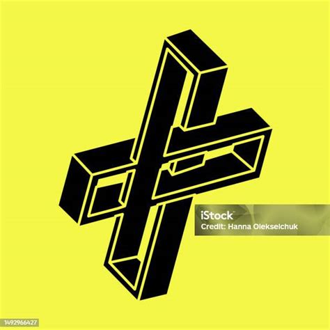 불가능한 모양 착시 선형 무한 개체입니다 추상적인 영원한 기하학적 도형 불가능한 기하학 기호 윤곽선 노란색 배경 광학 예술 3