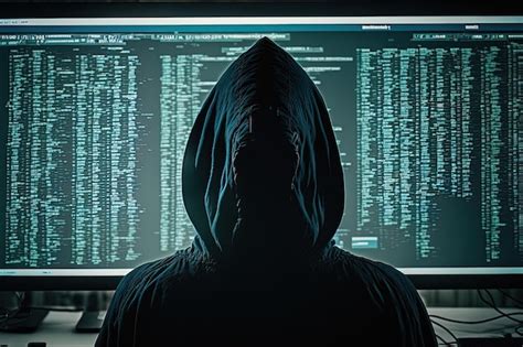 Premium Ai Image A Cloaked Woman Hacker Is Seen Standing In Front Of