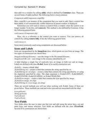 Java Swing Notes In Easy Manner For UG Students PDF