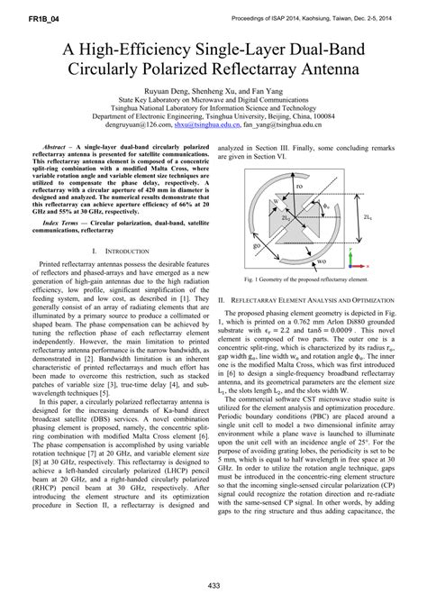 Pdf A High Efficiency Single Layer Dual Band Circularly Polarized Reflectarray Antenna