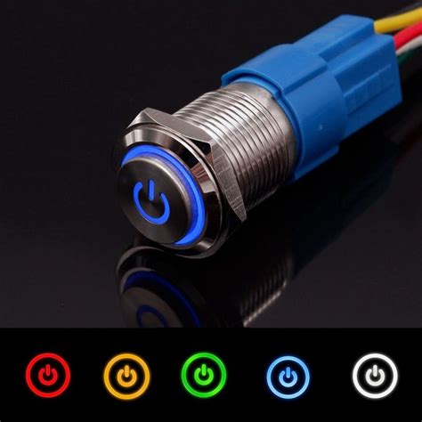 16mm Switch Button Turn On Off Power Led Lights Pc Auto Start Stop Buttons Electrical With