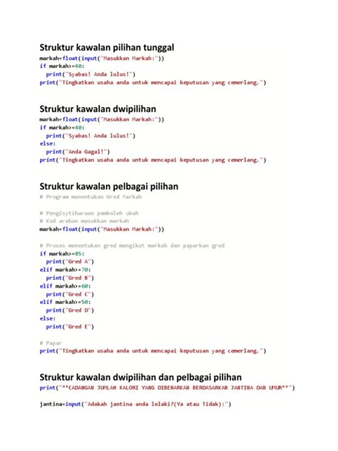Struktur Kawalan Pilihan Tunggal Pdf