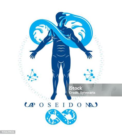 근육 질의 인간 성격 및 무한의 상징의 벡터 그래픽 일러스트 레이 션 물 파도에서 만들었습니다 인간의 활동에 대 한 가장 중요 한 자원으로 순수한 물 개념과 주제에 대한