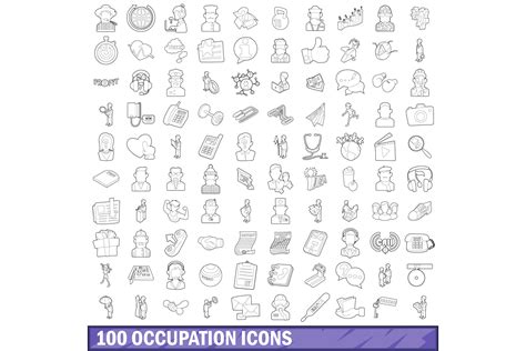 100 Occupation Icons Set Outline Style Graphic By Ylivdesign · Creative Fabrica