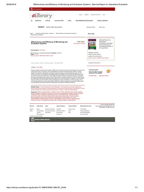 Effectiveness And Efficiency Of Monitoring And Evaluation Systems Biennial Report On