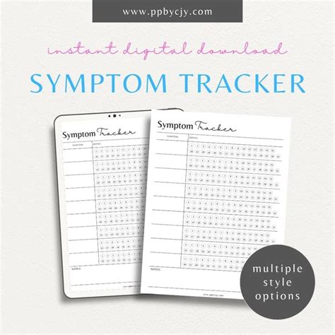 Health Symptom Tracker Printable Pdf Medical Log Digital Download Symptom Tracker