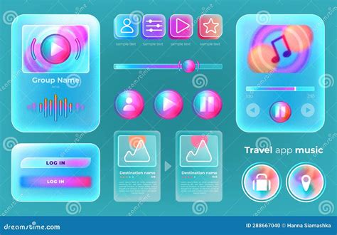 Glassmorphism Mobile App With Ui Kit Stock Vector Illustration Of
