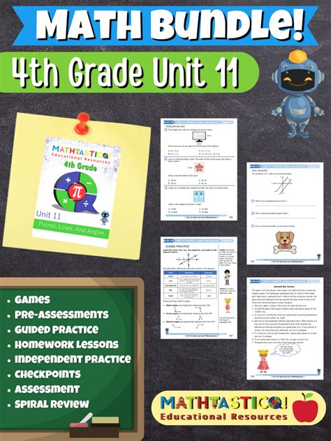 Mathtastico 4th Grade Math Bundle Unit 11 Points Lines And Angles Steamspiration