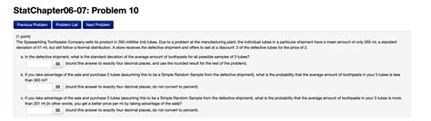 Solved Statchapter06 07 Problem 10 Previous Problem Problem