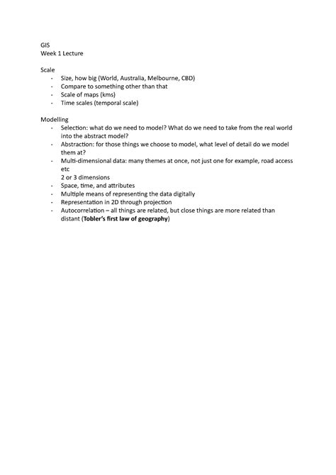 Lecture 1 Notes Gis Week 1 Lecture Scale Size How Big World