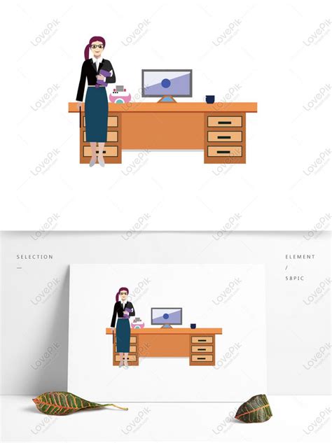 현대 사무실 여성 만화 평면 소재 일러스트 Png 및 벡터 이미지 무료 다운로드 Lovepik