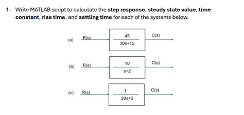 Solved 1 ﻿write Matlab Script To Calculate The Step