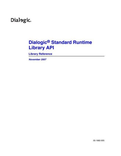 dialogic standard runtime library api library reference