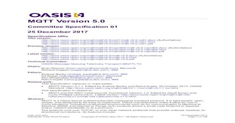 Pdf Mqtt Version 5 Docsoasis Docsoasis Mqttmqttv50cs01mqtt V50 Cs01