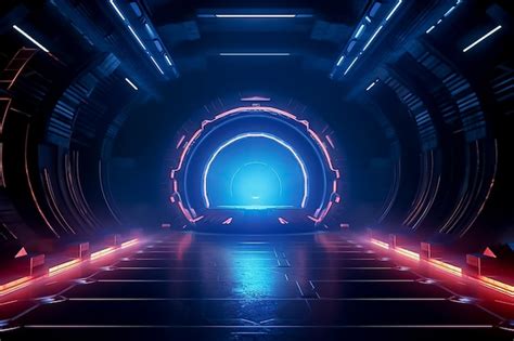 A Cyberspace Inspired Tunnel In The Future Ai Generated Premium Ai Generated Image