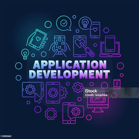 Application Development Vector Round Line Colorful Illustration Stock Illustration Download