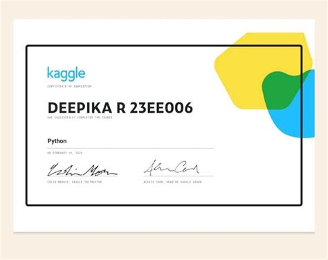 Completed Python Course On Kaggle Deepika R Posted On The Topic