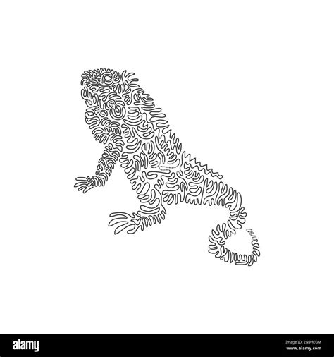 Continuous Curve One Line Drawing Of Adorable Iguana Curve Abstract Art Single Line Editable