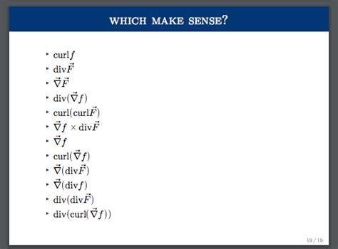 solved which make sense curl f div f nabla f div nabla