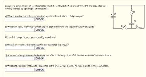 Solved Consider A Series RC Circuit See Figure For Which Chegg