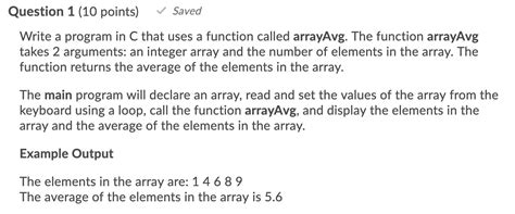 Solved Question 1 10 Points Saved Write A Program In C
