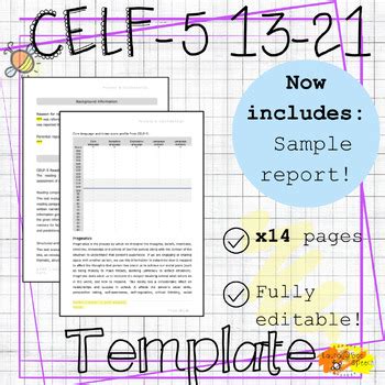 CELF Assessment Evaluation Report Template Speech Language Therapy