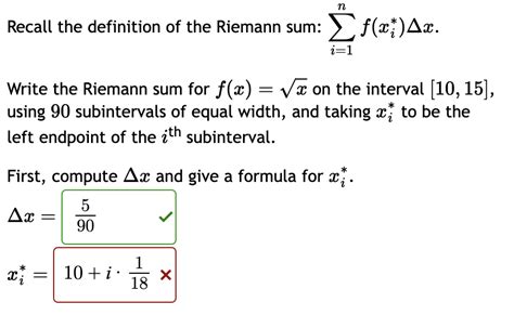 Solved Recall The Definition Of The Riemann Sum Chegg Com