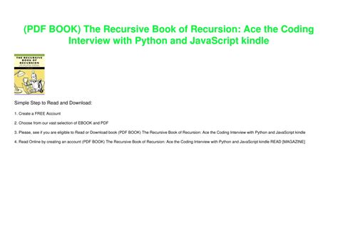 Ppt Pdf Book The Recursive Book Of Recursion Ace The Coding Interview With Python