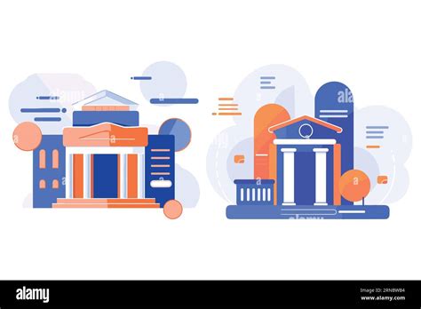 Bank Building Facade In Ux Ui Flat Style Isolated On Background Stock Vector Image And Art Alamy